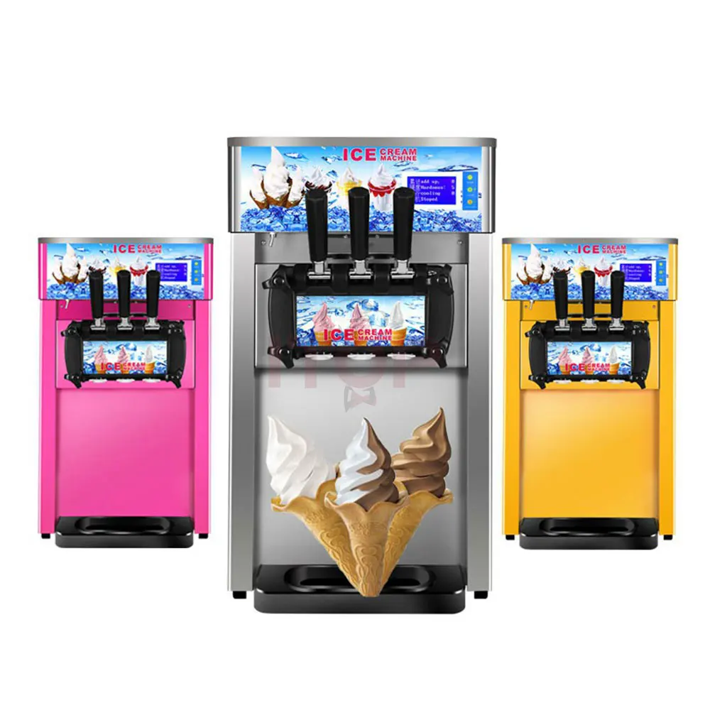 110v/220v Commercial Ice Cream Making Machine Air Cooling Three Flavor ...