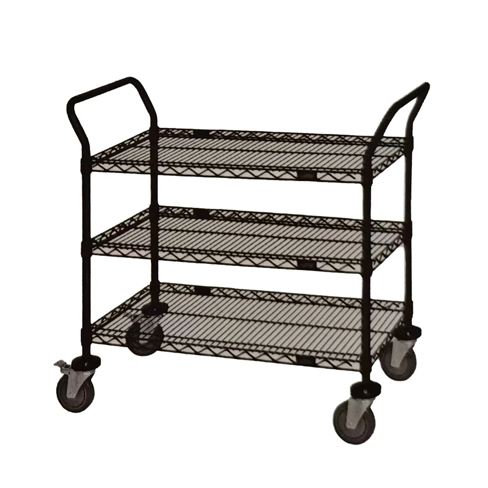 Three-Layer Steel Rack Industrial Trolley Cart Multi-Level Warehouse ...