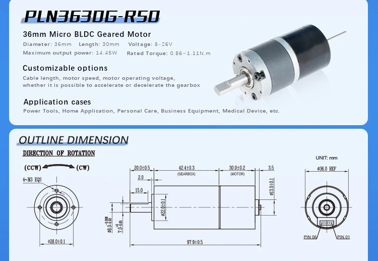 PrimoPal High Quality 15V 24V 10W 20rpm 500rpm Compact Silent Inner ...