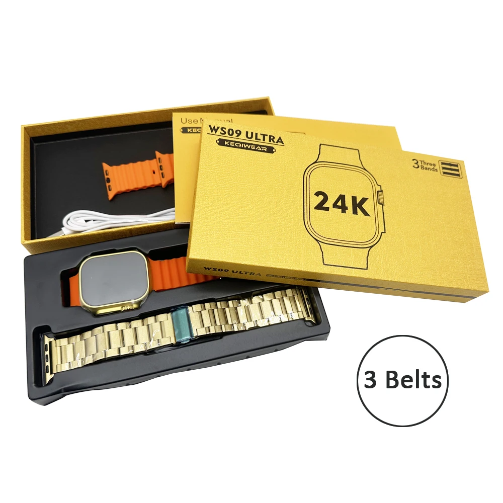 Wholesale Luxury 24k Gold Smartwatch Ultra 2023 Free 3 Straps 2.03 Inch ...