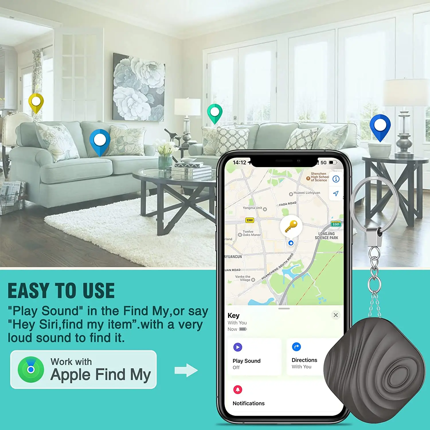 Bt Tracker Locator Mfi Certified Real Time Find My Finder Device Itag Anti Lost Air Tag Find My ...