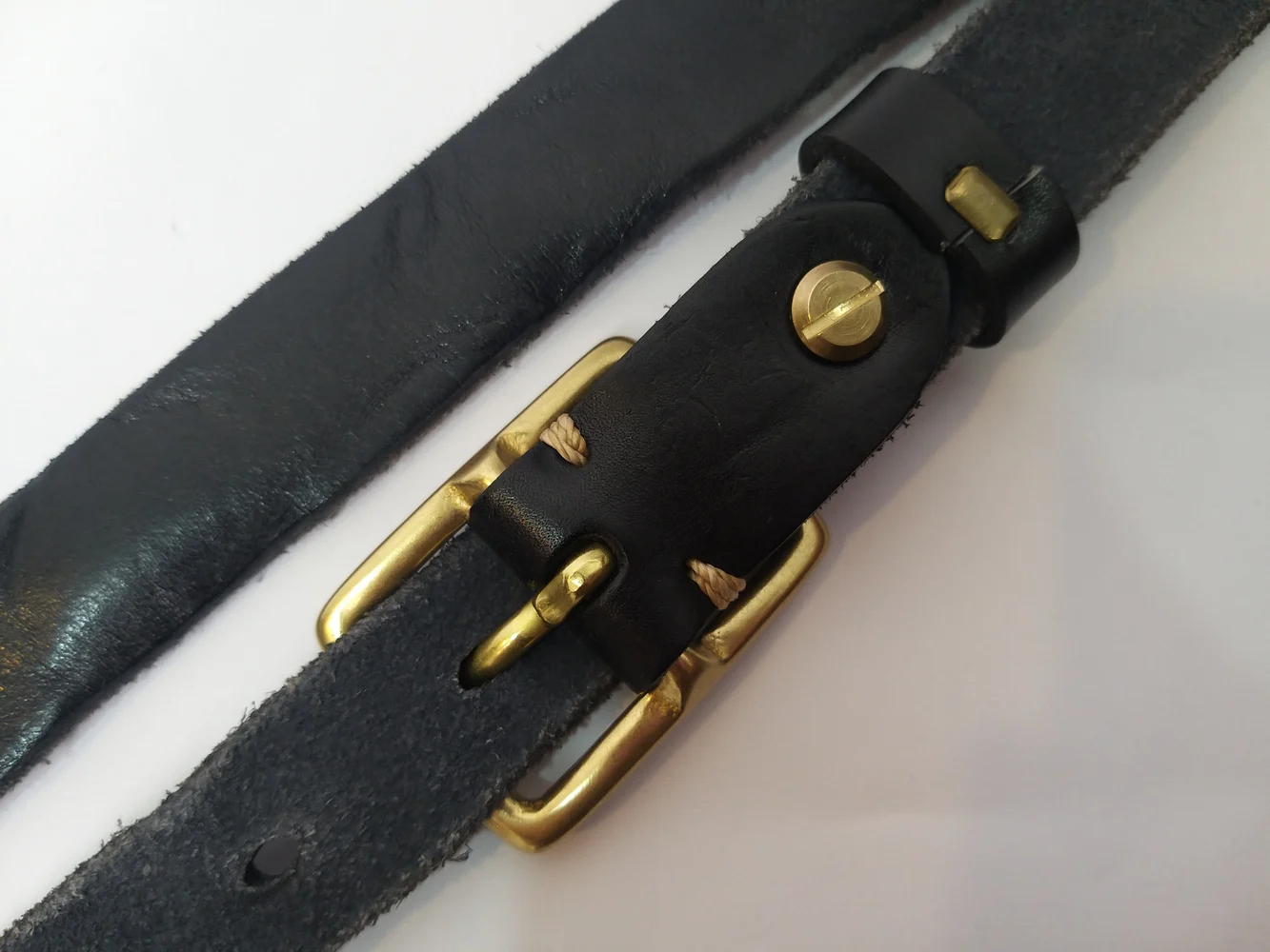 Y2k Vintage Beltr Full Grain First Layer Cowhide Circle Copper Pin ...