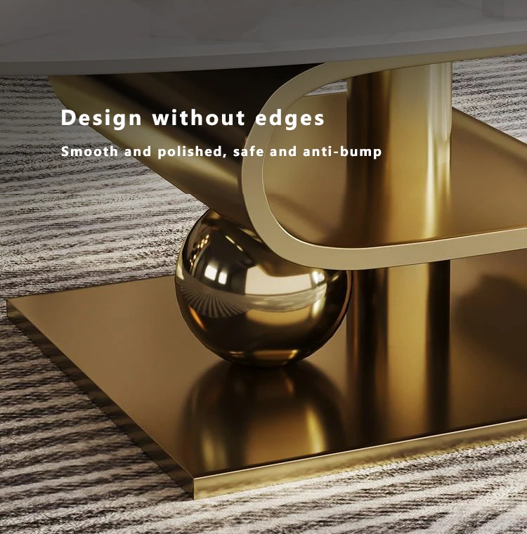 Modern Luxury Coffee Table Set with Stainless Steel Frame Marble Top ...