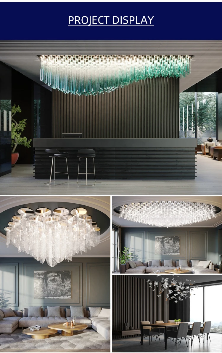 New Arrival Art Irregular Shape Glass Pendant Light Vila Long Staircase ...