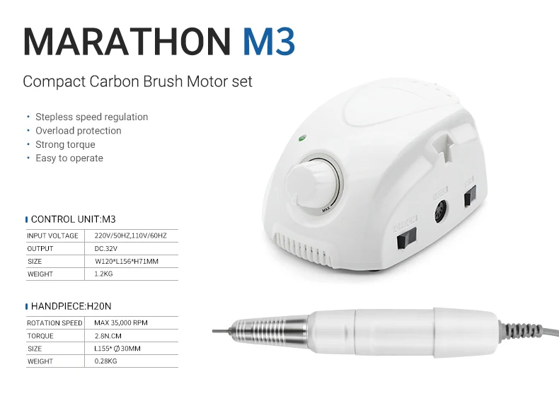 Marathon Brush Micromotor SH20N Hand-piece 35K Nail Drill Electric ...