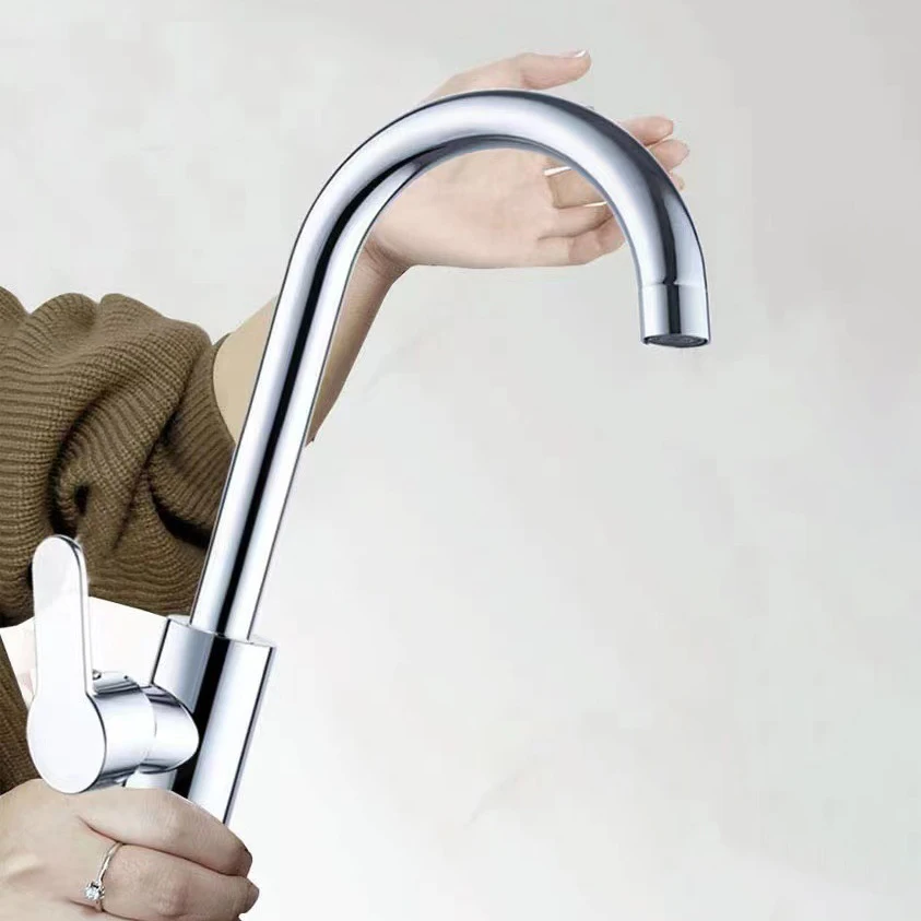 Modern Chromed Brushed Nickel Single Handle Mixer Chrome Faucet Kitchen ...