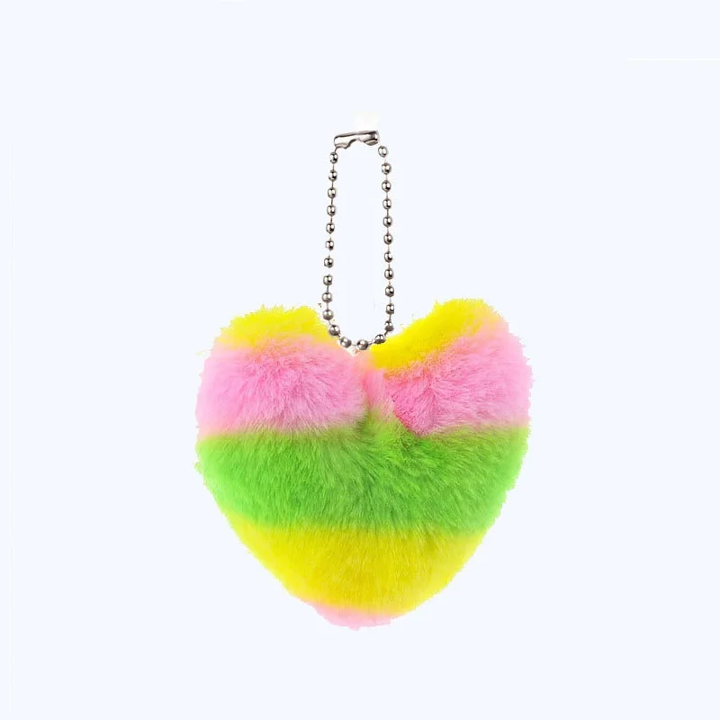 New Product Ideas 2024 Heart Shaped Furry Fur Pom Pom Ball Key Chain ...