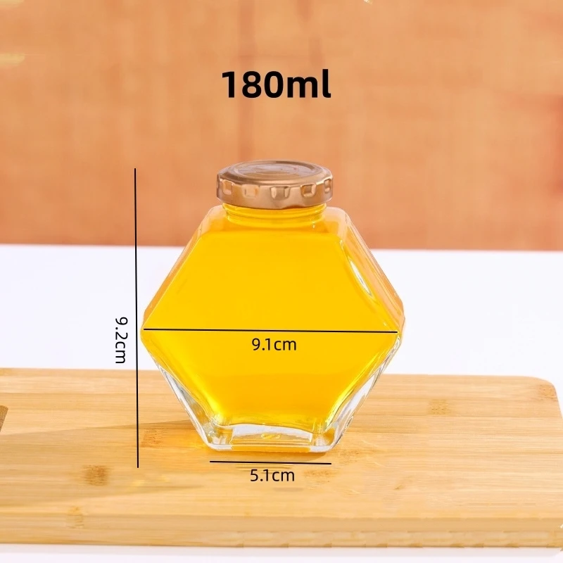Empty Hexagon Glass Bottle Honey Jar 100ml 180ml 280ml 380ml Glass Jar For Honey Glass Jar - Buy ...