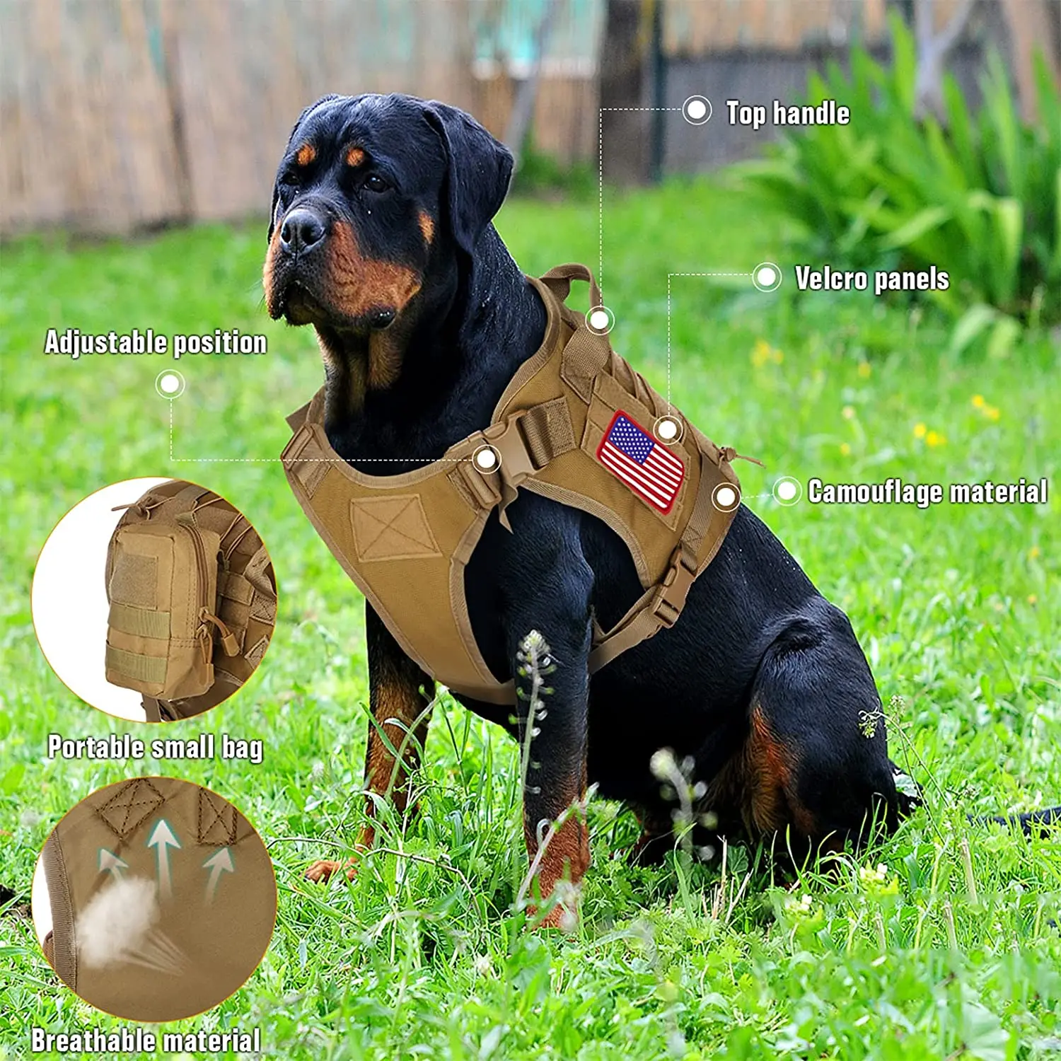 2021amazon Best Selling Dog Vest Collar Leash With Molle Pouch And ...
