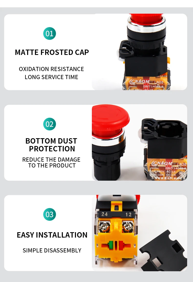 La38 Emergency Stop Self Locking Mushroom Head Momentary Illuminated Push Button Switches - Buy ...