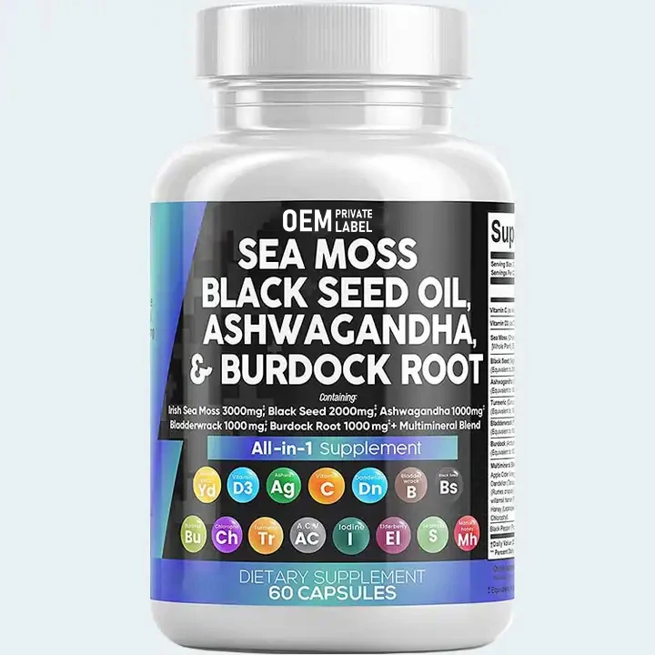 Private Label Sea Moss Capsules 3000mg Black Seed Oil Ashwagandha ...