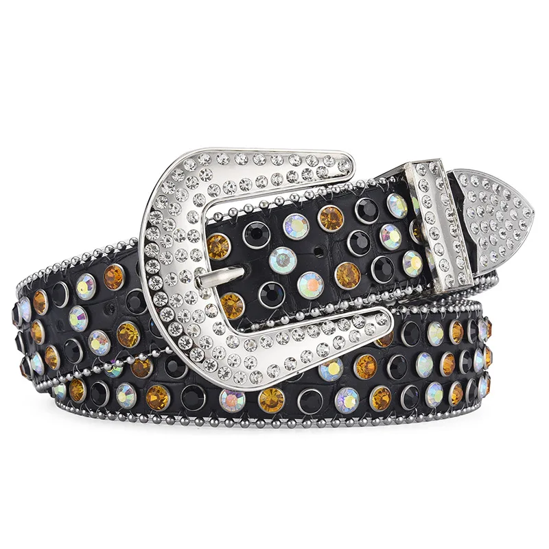Crystal Studded Punk Rock Belt Rhinestone Unisex Ladies Men Fashion ...