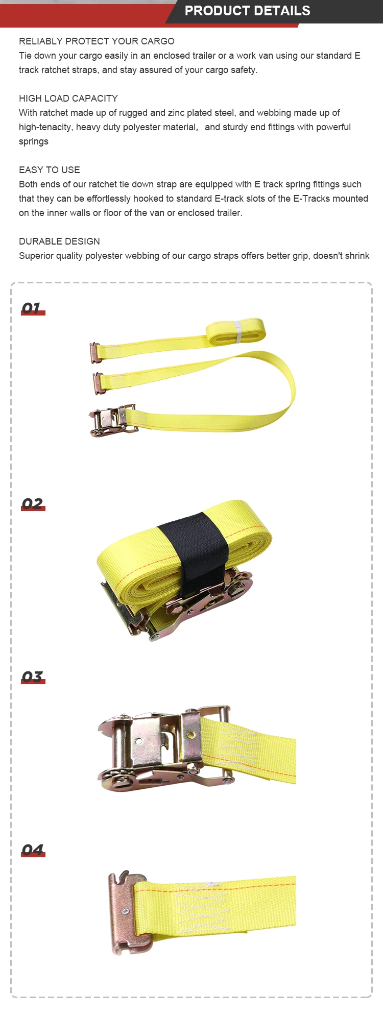 2 Inch Logistic Ratchet E- Track Straps Van Straps With Spring E ...