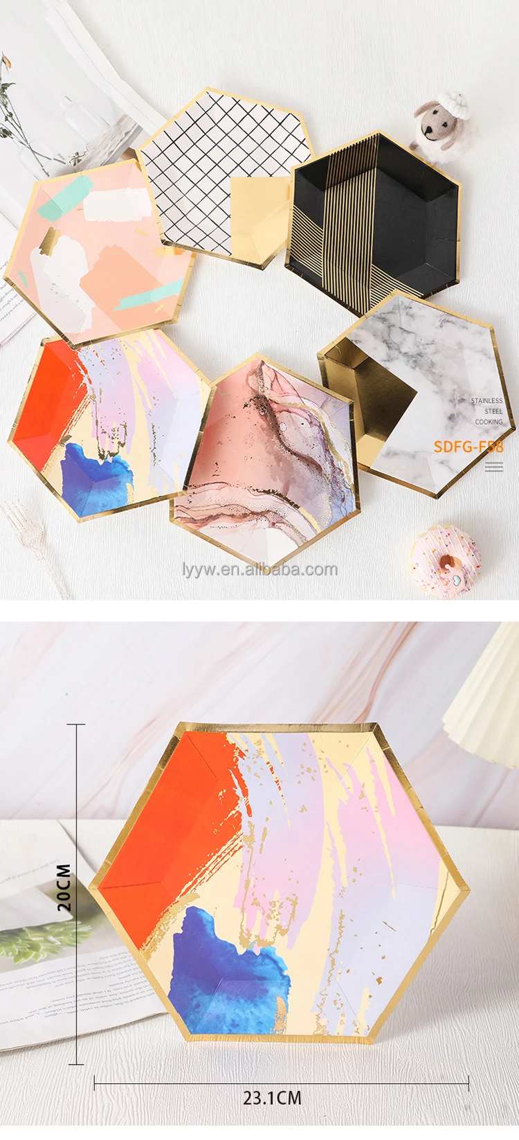 Hexagonal Shaped Paper Dinner Plates Party Paper Plate For Birthday ...