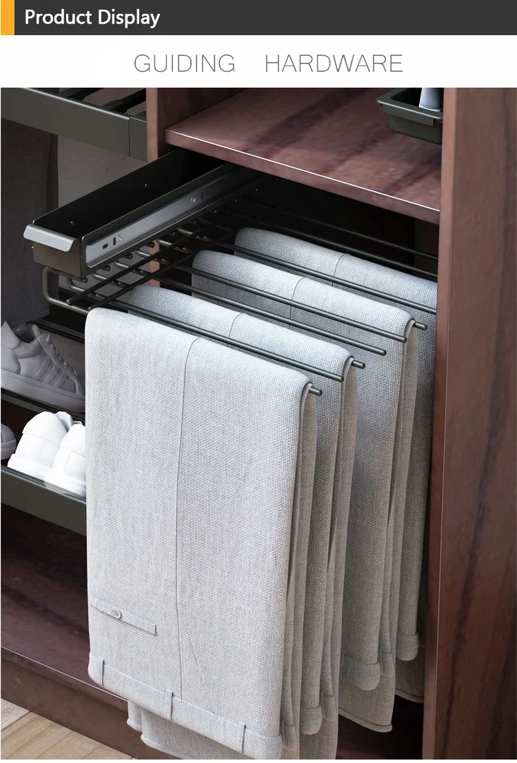 Luxury Leather Pants Rack Sliding Trousers Hangers Pull Out Sliding ...