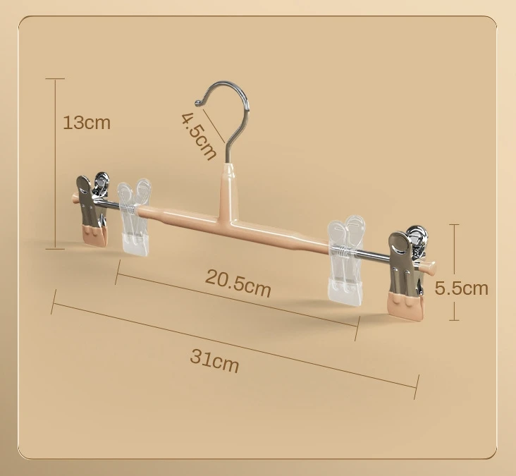 Removable Plastic Clothes Hanger with Clips - Space Saving