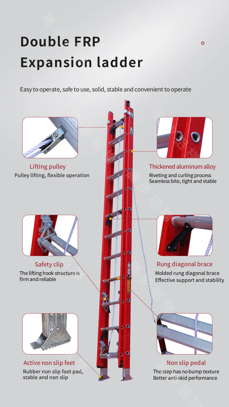 Lightweight Fiber Glass Extension Ladder - GB-112W