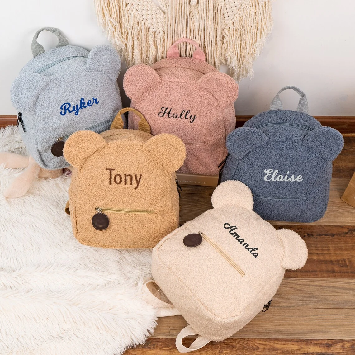 Furry Cartoon Backpack Teddy Bear Toddler Monogrammed Preschool Student ...