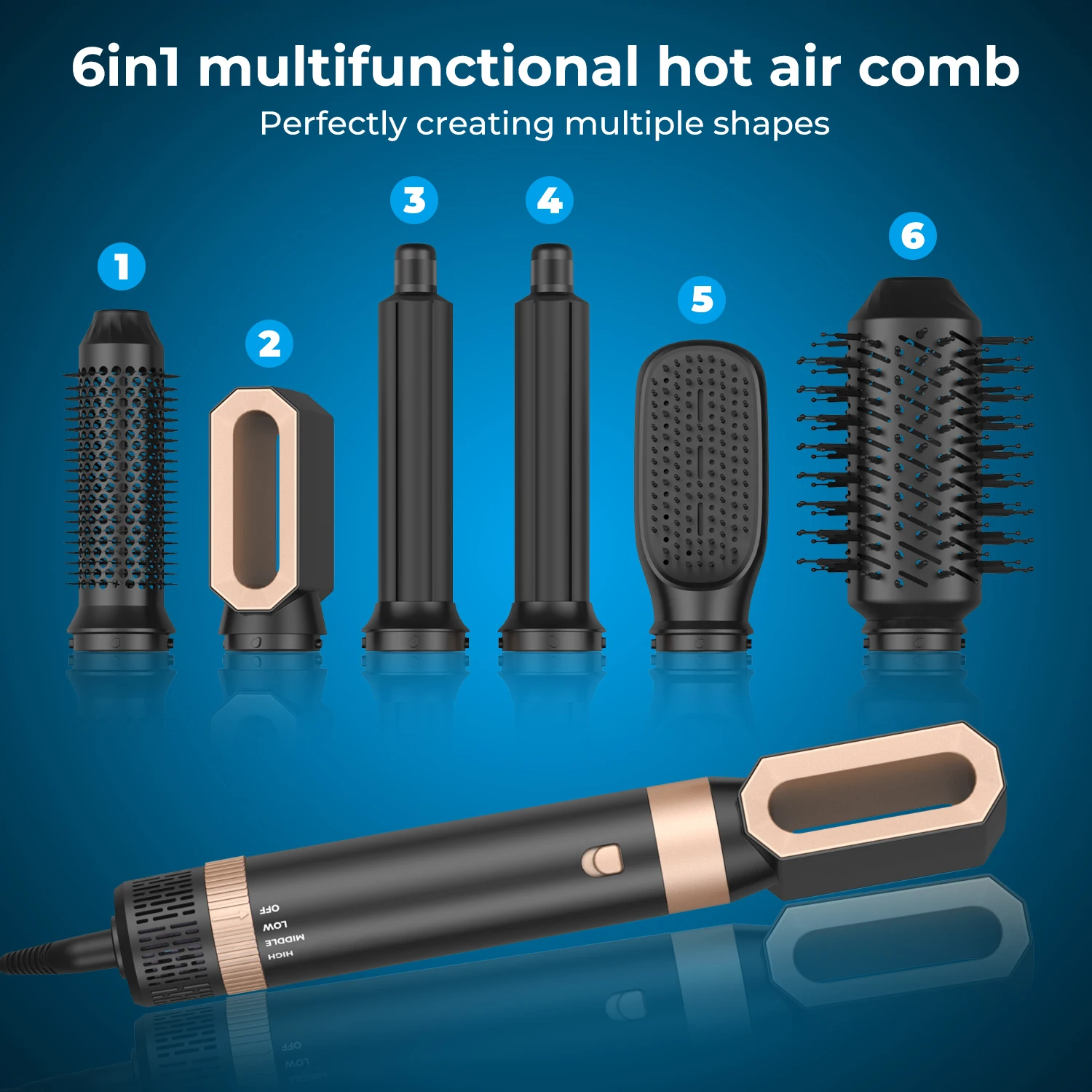 6 in 1 Portable Multi-functional Hair Styler Complete Styler ...