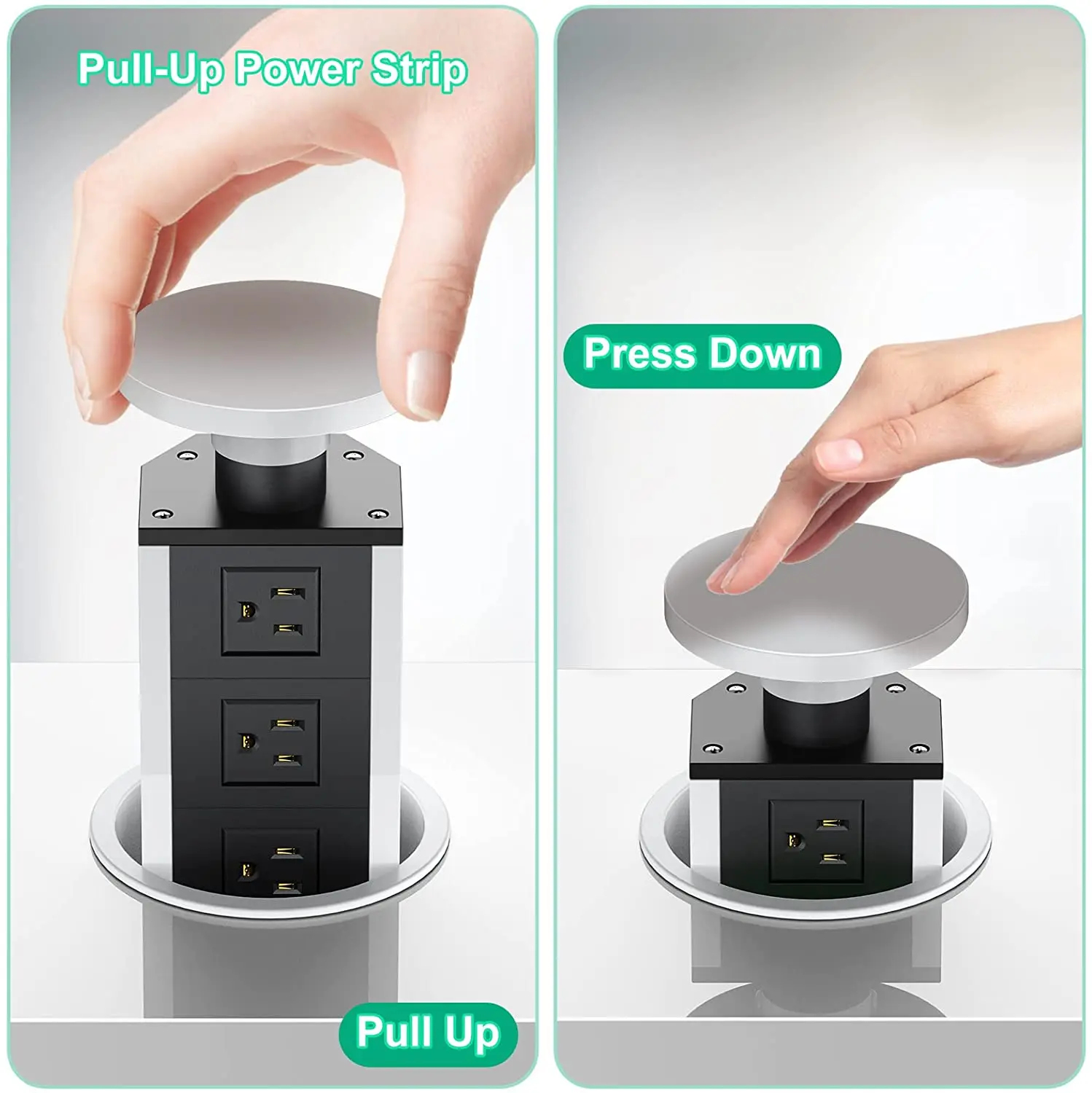 90mm Pd20w Fast Usb-c Us Power Outlet Retractable Kitchen Pop Up Outlet ...