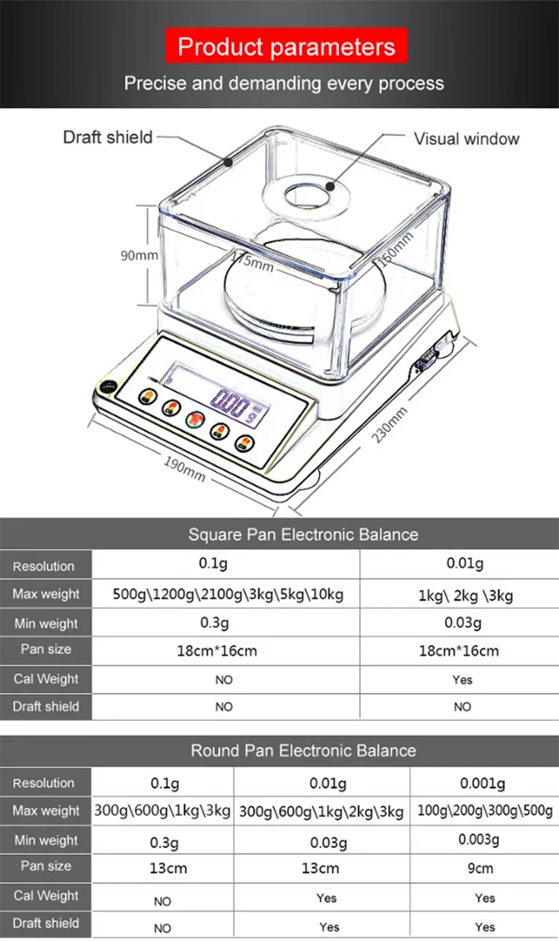 2100g 0.01g Precision Large Range Lab Balance High Accuracy with ...