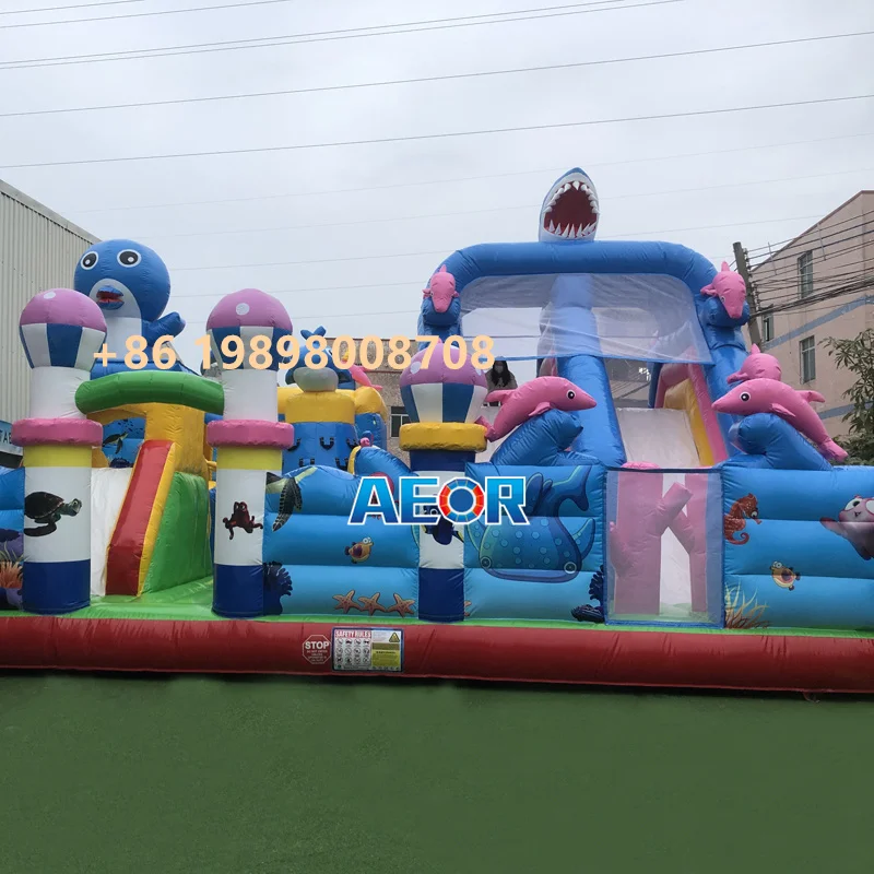 Hot Shark Inflatable Kids Bounce Playhouse Jumping Castle Octopus ...