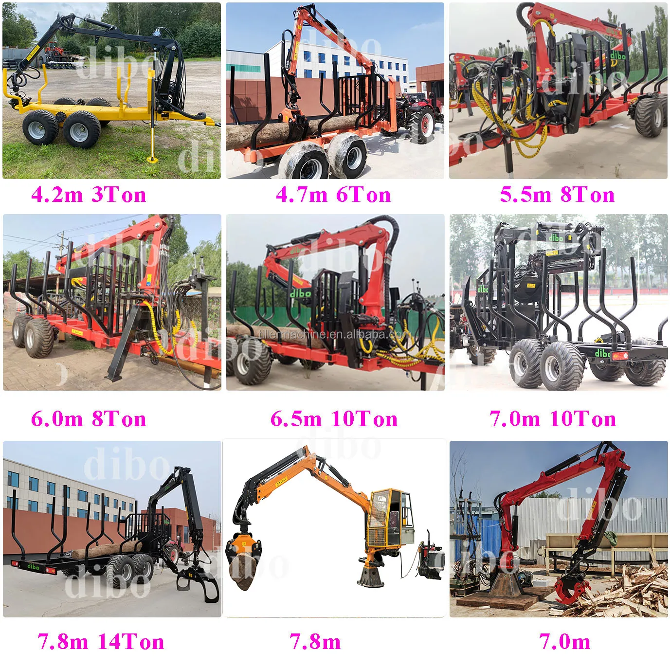 Woodworking Machinery Tractor-mounted 8Tons Timber Crane Hydraulic Log ...