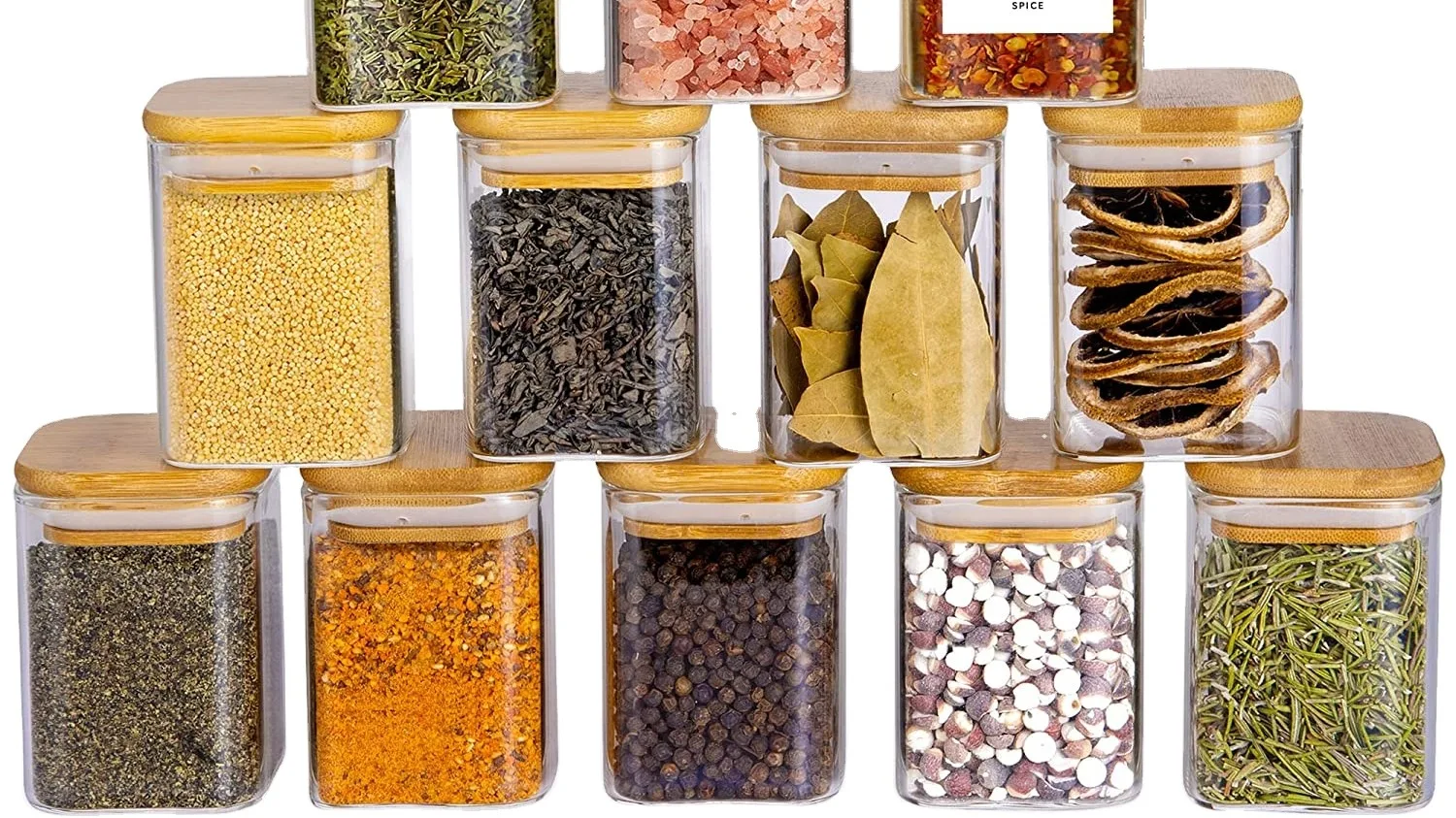 6oz Hot Sale Square Shape Glass Spice Jar With Bamboo Lid - Buy Squre ...