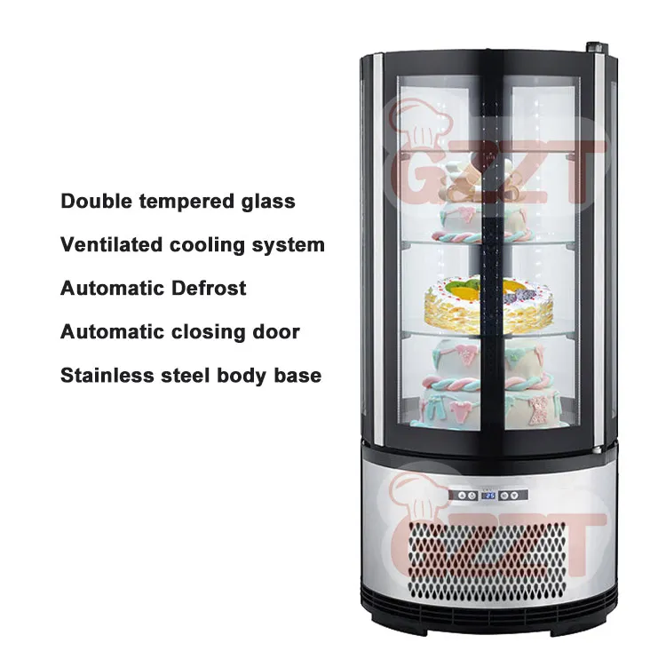 105L Commercial Use Rotation Round Glass Cake Display Cabinet Chiller ...