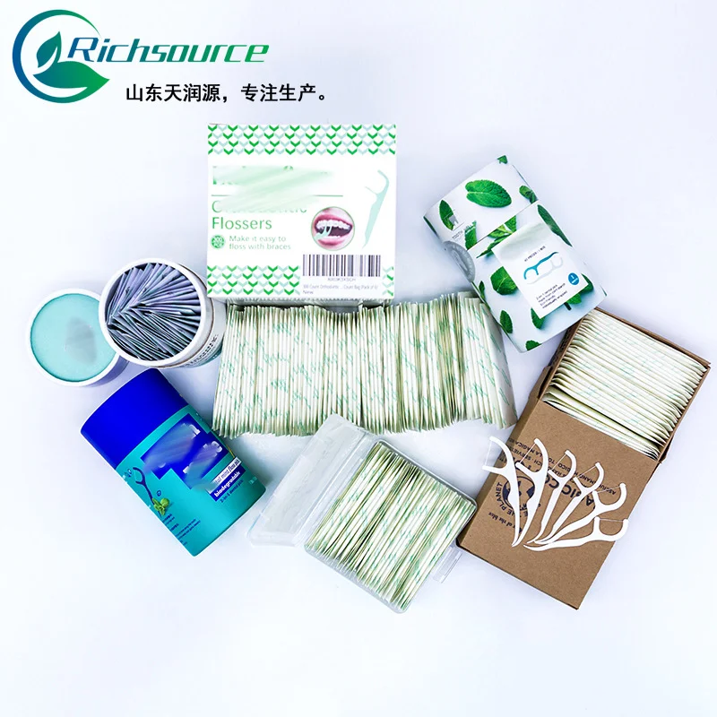 Custom 200pcs Floss Picks Mint Flavor Biodegradable Dental Floss Eco ...