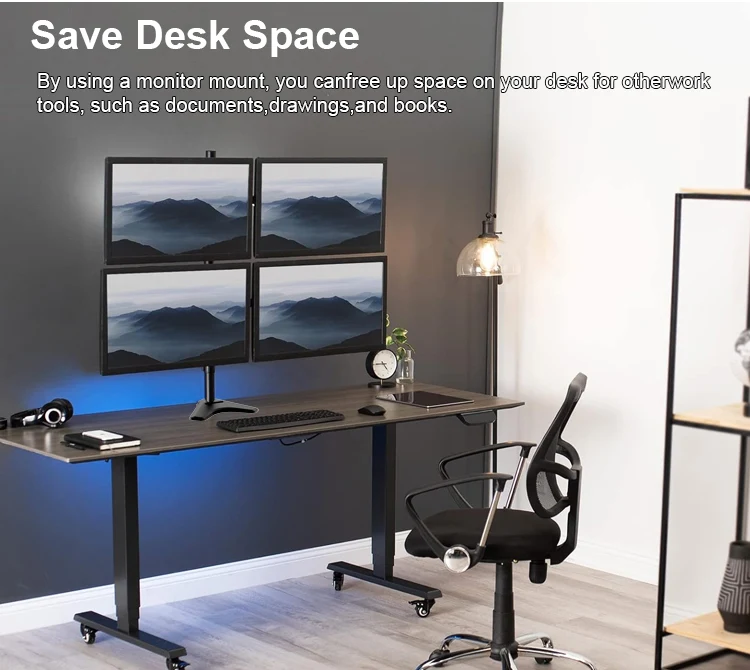 Factory Adjustable Four Screens Degrees Rotation Desktop Monitor Desk 4 ...