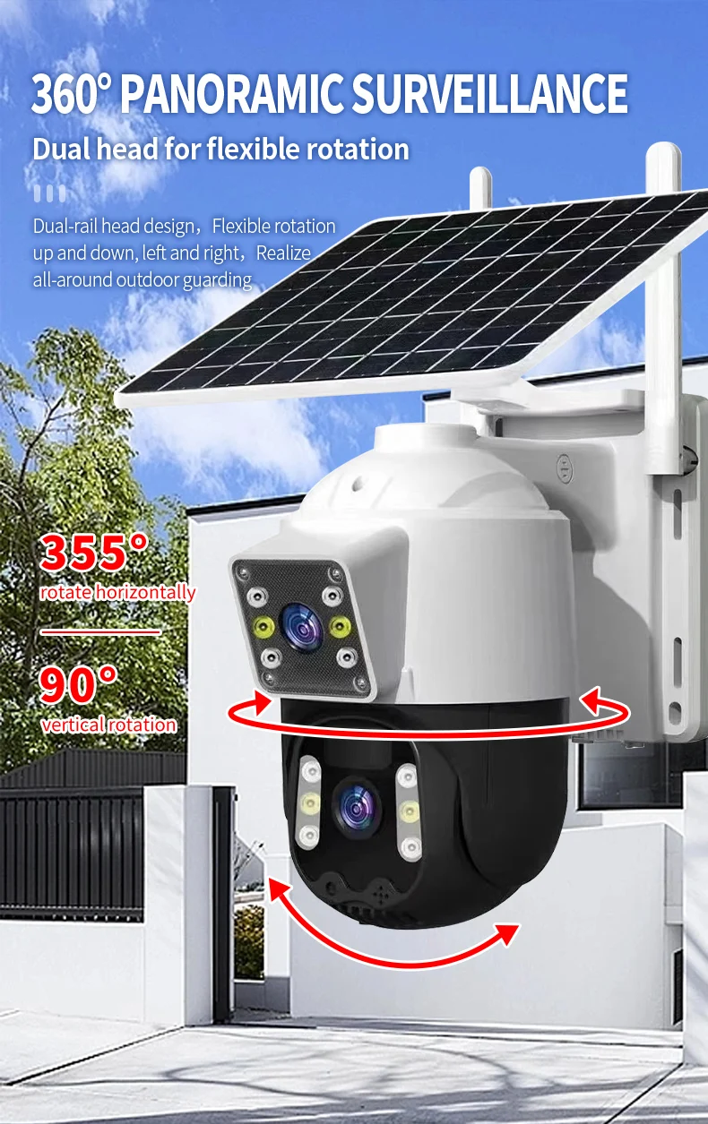 V360 Pro Battery Powered Solar CCTV Camera - 360° Panorama