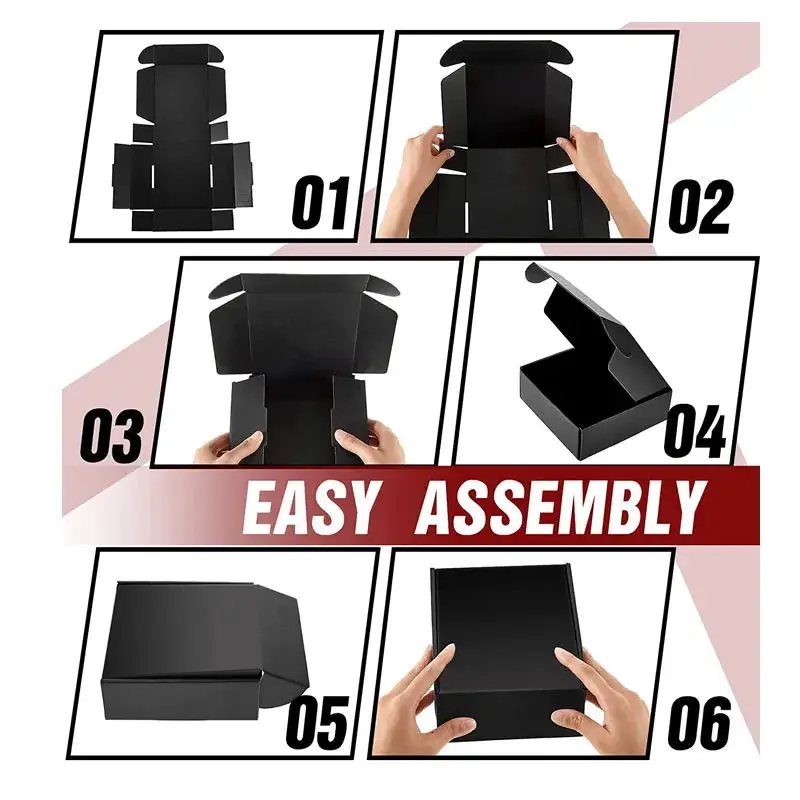 Customized Black Shipping Boxes Pink Corrugated Cardboard Black Mailing ...