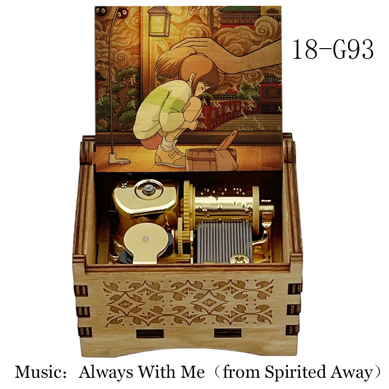 Anime Spirited Away Wood Music Box - Automatic Song