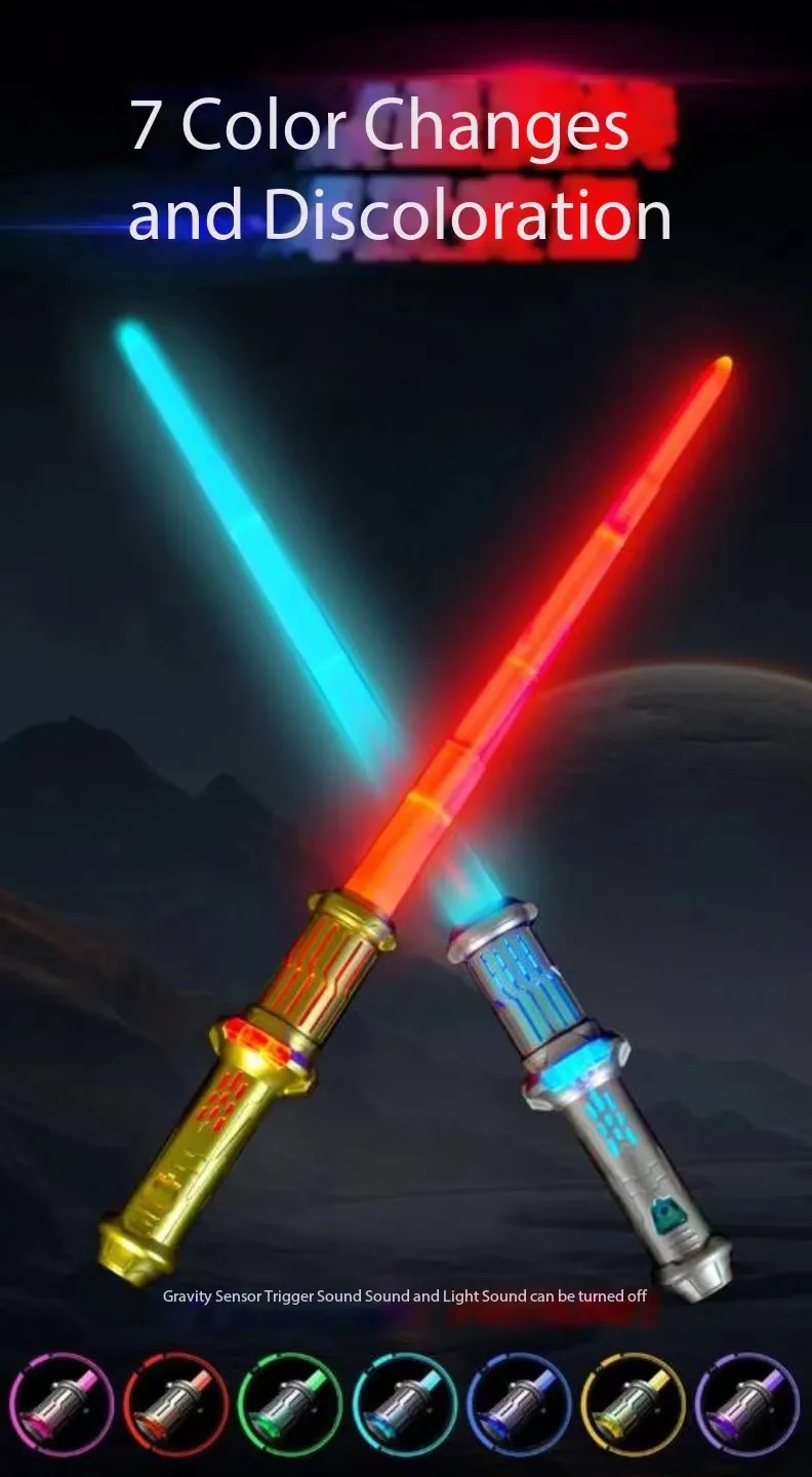 New RGB Lightsaber - 7-Color Changing Kids Sound FX Blaster