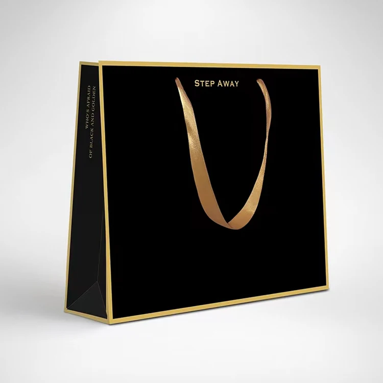 Luxury Custom Printed Wrapping - Kraft Black Gold Boutique