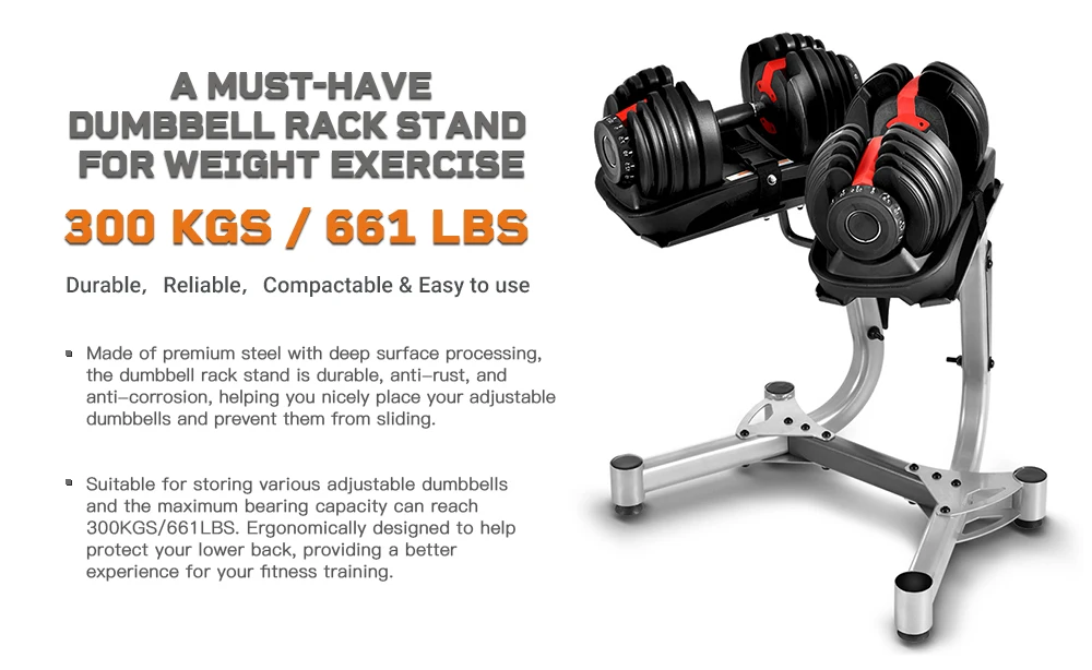 Adjustable Dumbbell Metal Rack Stand 661lbs 300kgs Weight Limit Storage ...