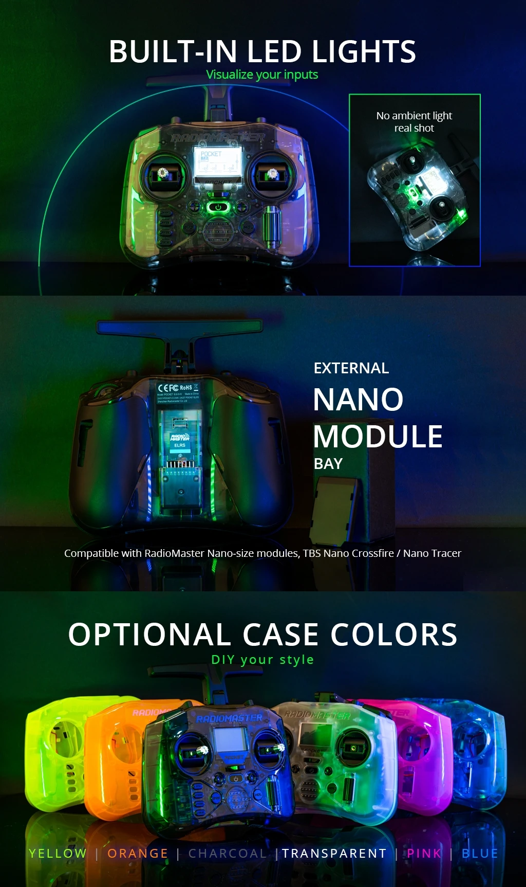 Radiomaster Pocket Hall Elrs/cc2500 Transmitter Remote Control Small ...