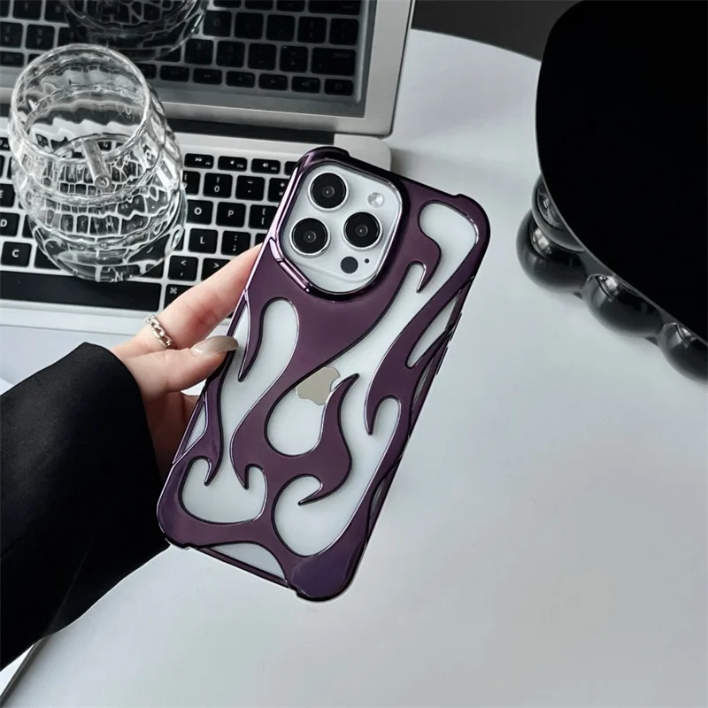 Fashion Matte 3D Hollow Flame Pattern Phone Case for iPhone 15 Pro Max ...