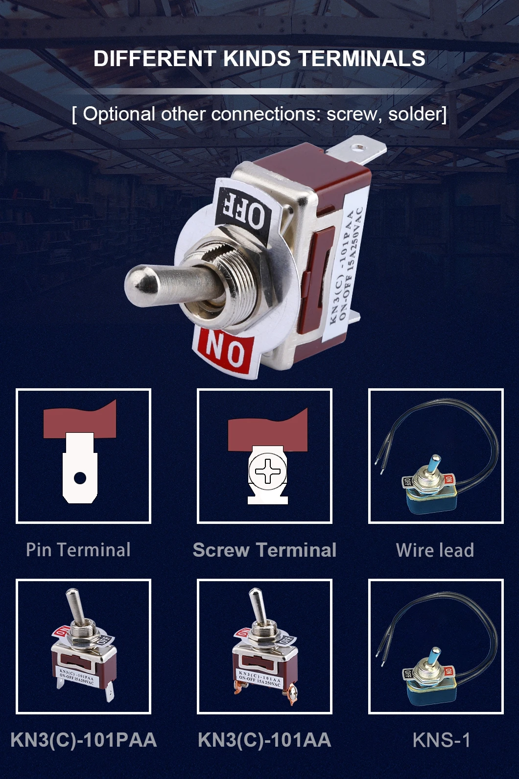 Red Toggle Switch With 3 Right Angle Terminals Short Handle Unthreaded ...