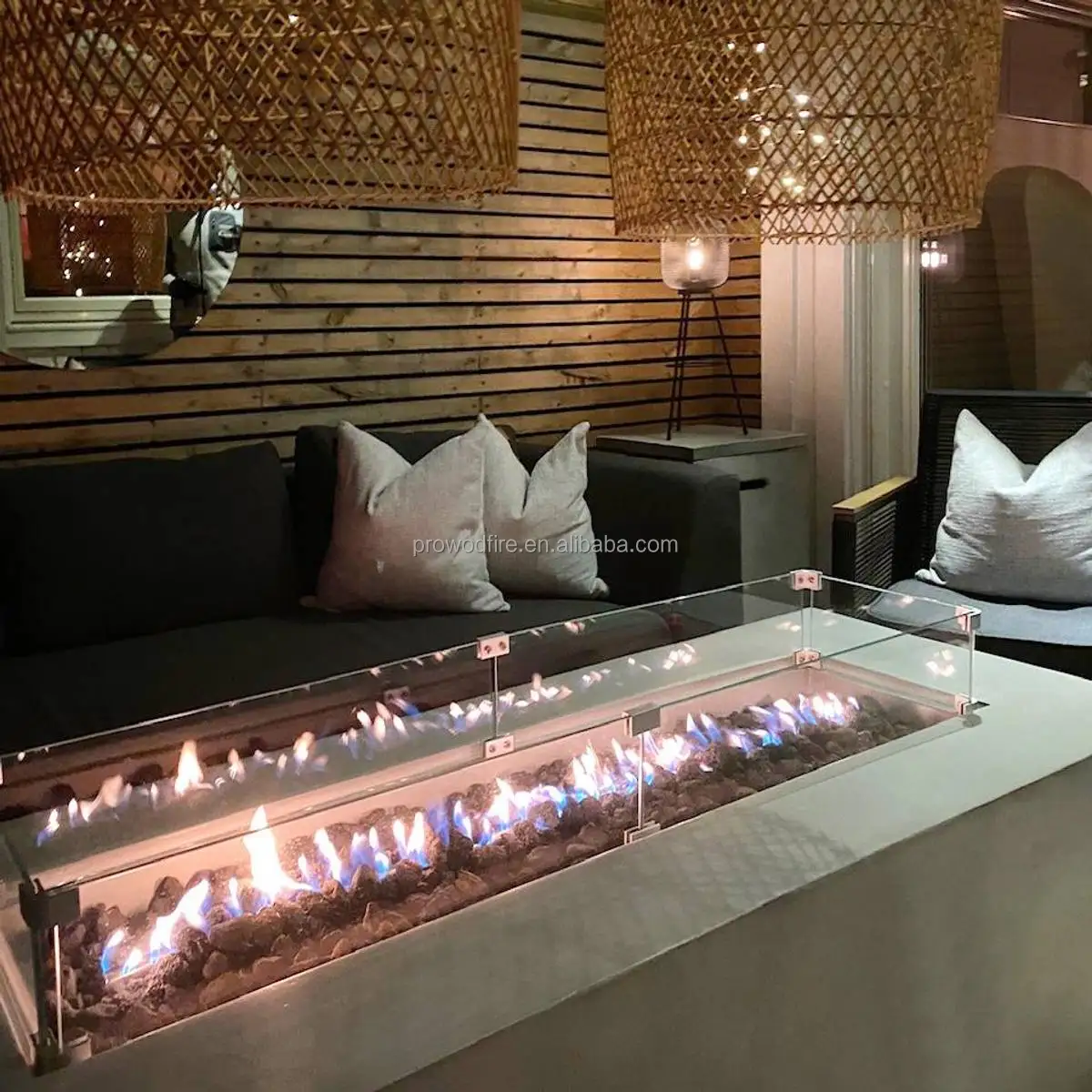 Outdoor Gas Fireplace Concrete Coffee Table Smokeless Gas Fire Table ...