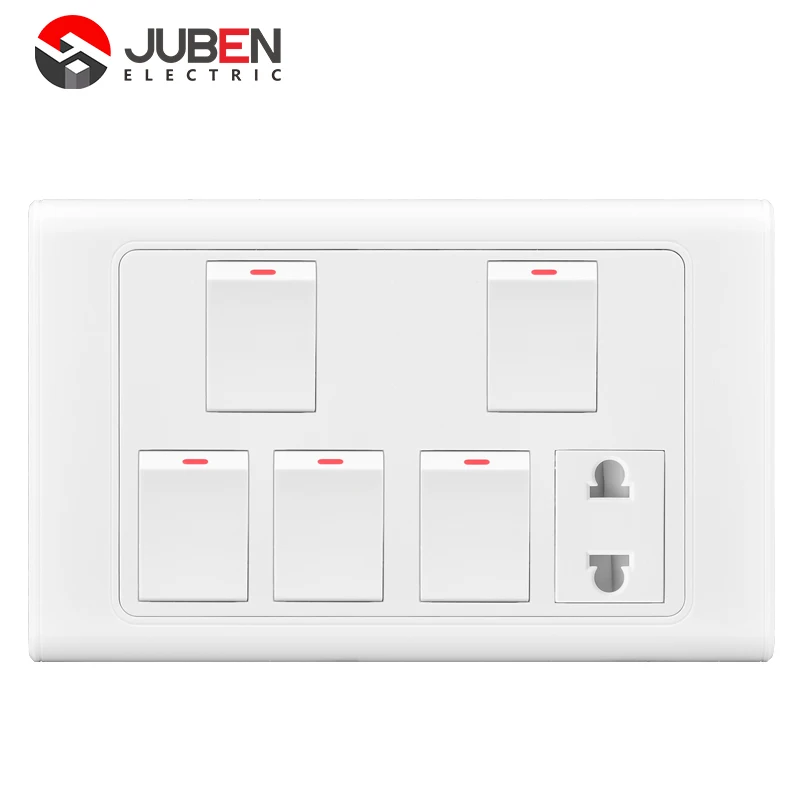 Nepal Bangladesh Pakistan 5 Gang 1 Socket Electric Wall Switch Power ...