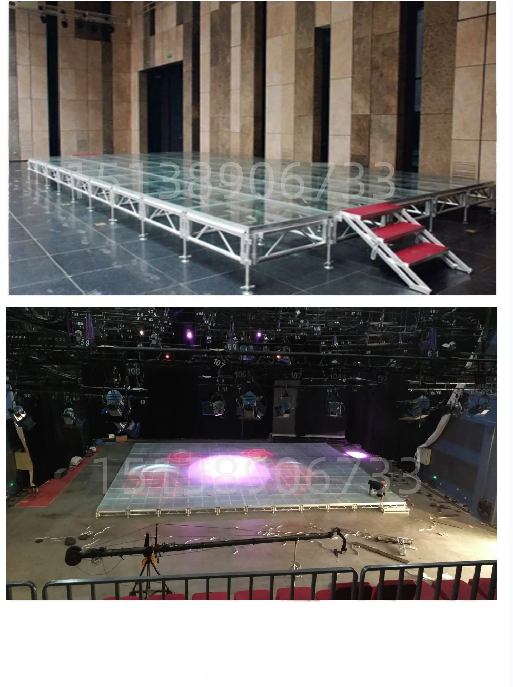 Mobile Portable Event Glass Acrylic Stage Lighting Truss Stage,Aluminum ...