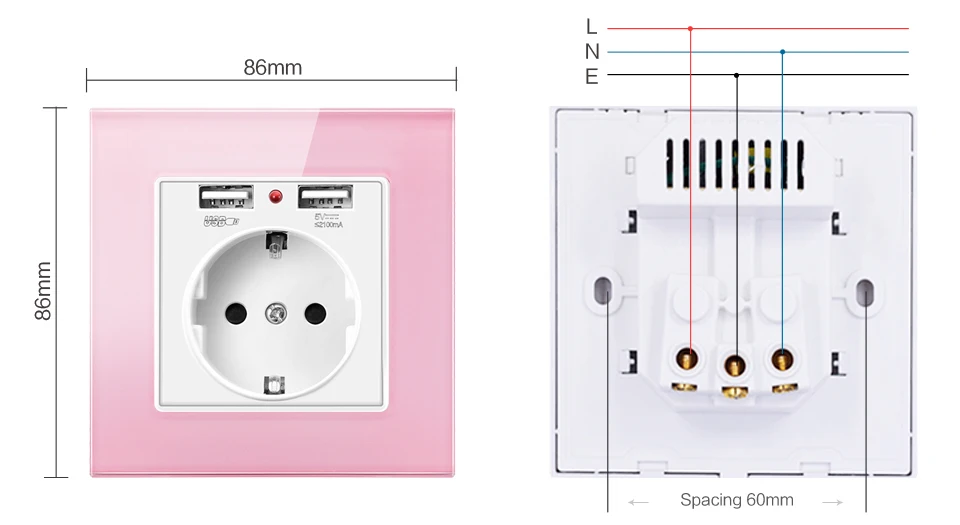 SRAN Luxury Recessed Wall Socket with Dual USB Charging