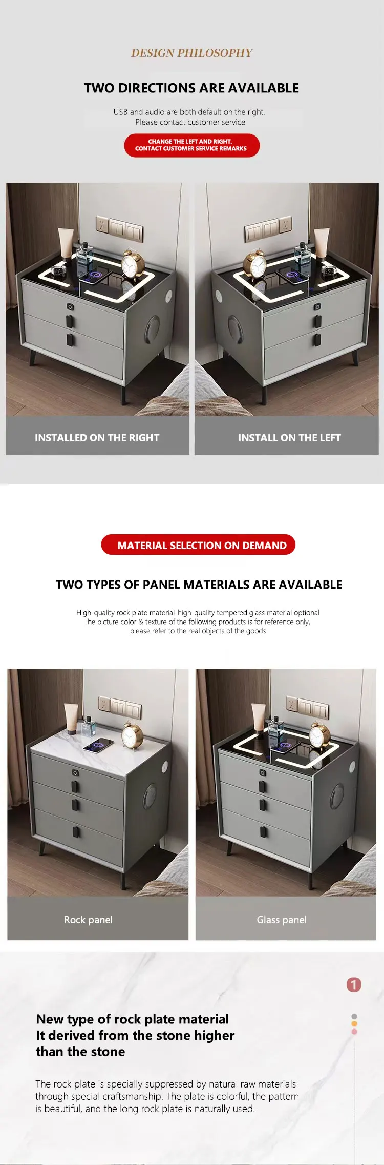 Cappellini Intelligent Bedside Table Rechargeable Storage Socket Light,Audio And Modern Simple ...