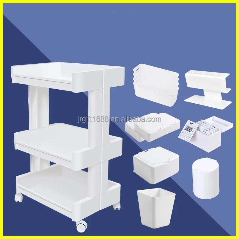 Plastic 3 Tier Beauty Salon Trolley Cart Spa Kitchen Rolling Storage ...