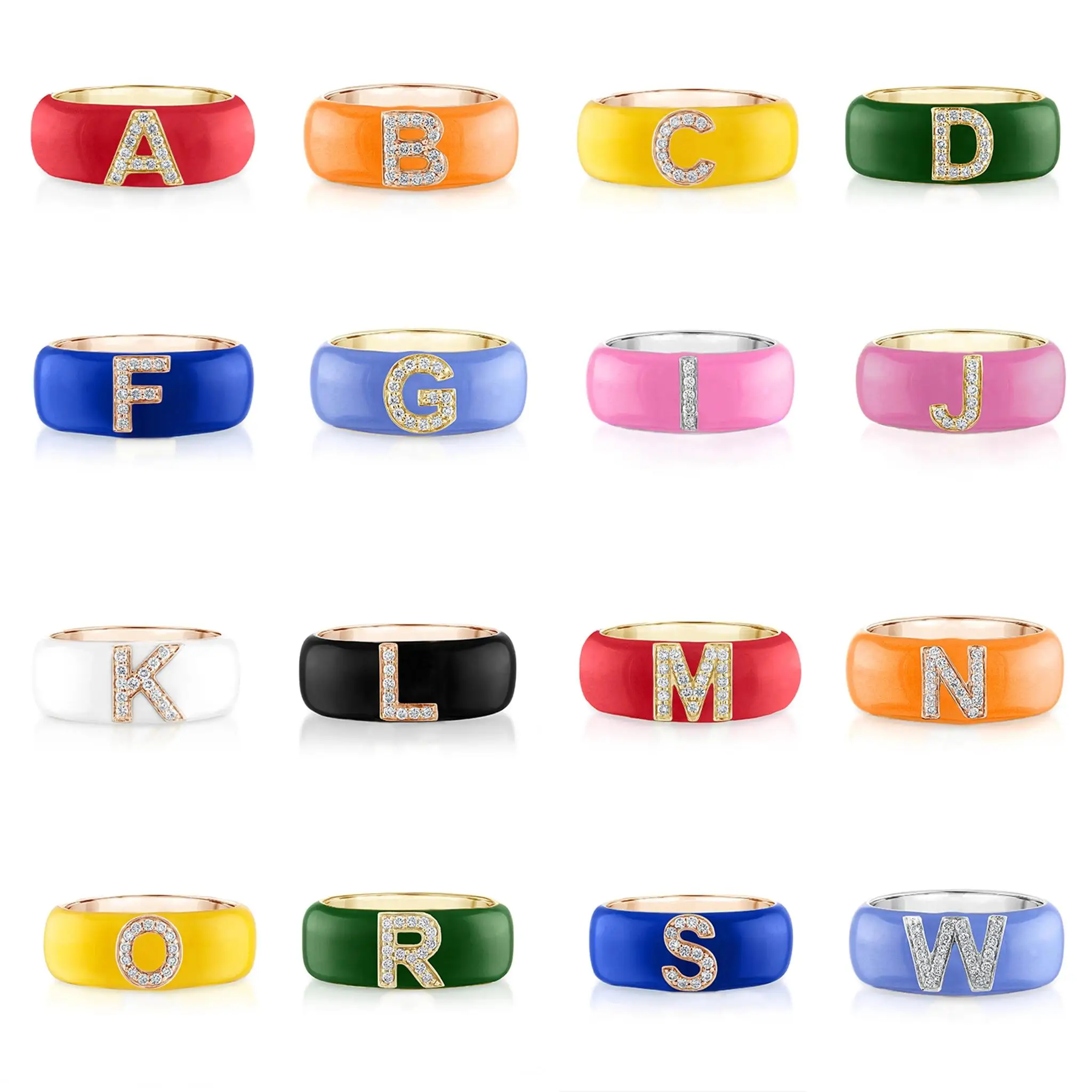 Blue enamel ring with name store