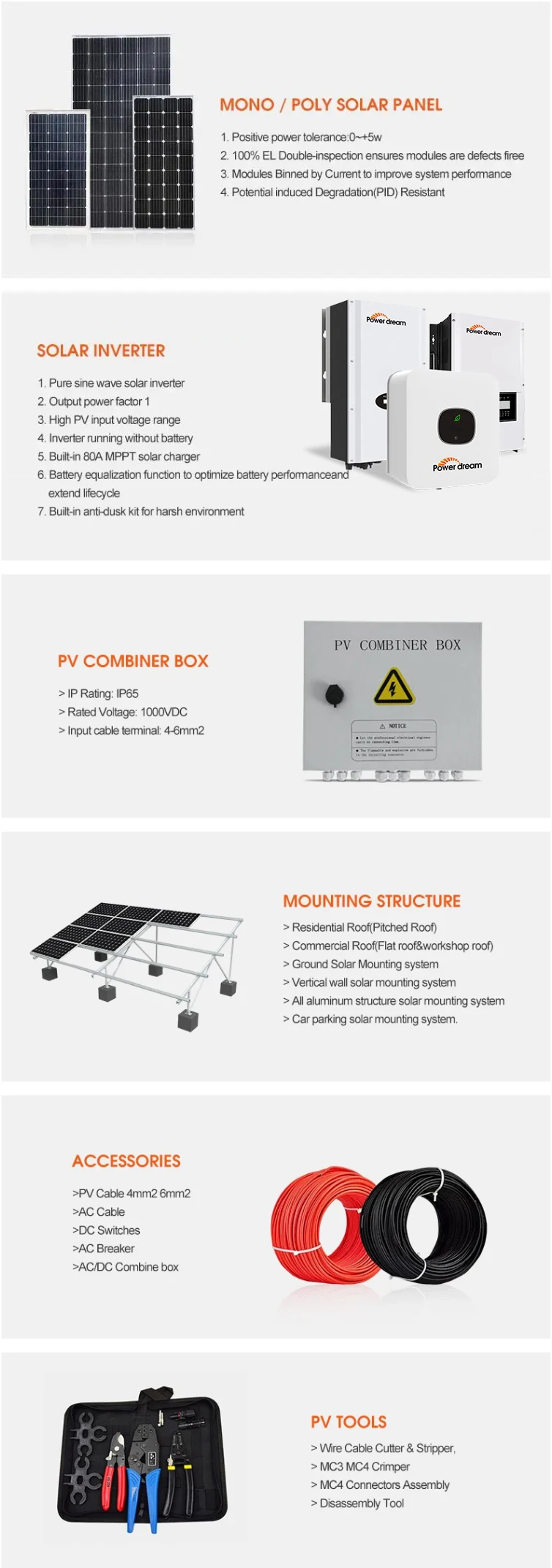 Power Dream Home Solar Energy System Kit 5kw 10kw 50kw 70kw Solar ...