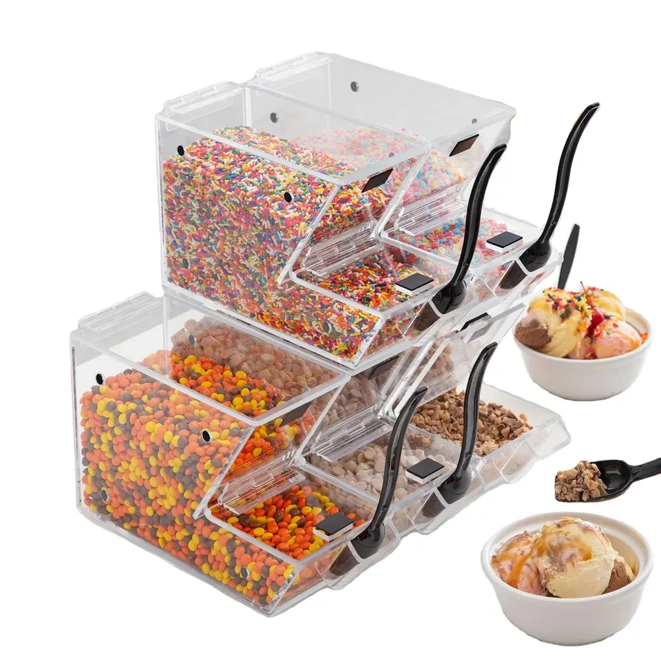 Clear Acrylic Dispenser Candy Container Bins Boxes with Lid for Food ...