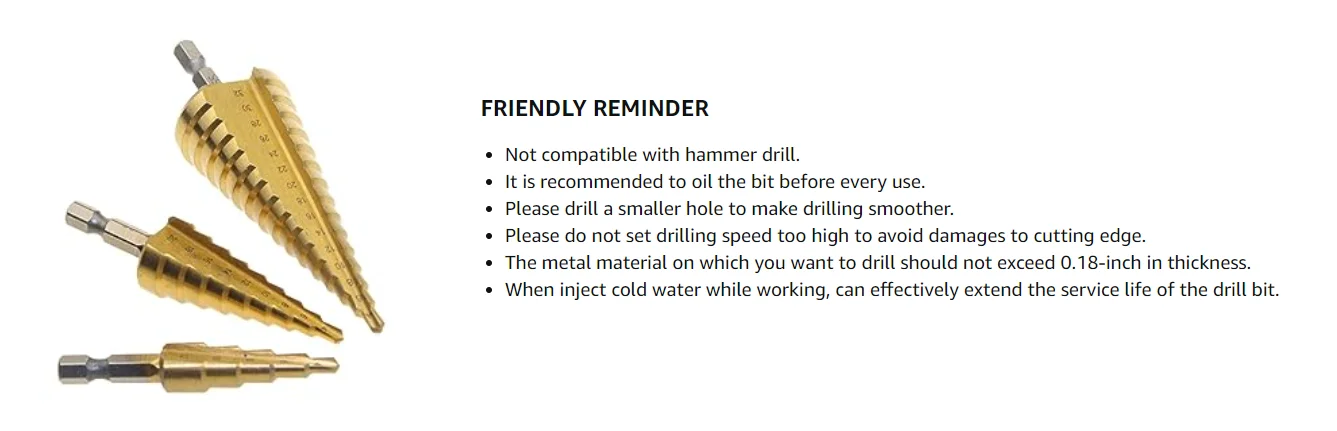 5pcs Hss Cobalt Multiple Hole Step Drill Bit Set Titanium Step Drill ...